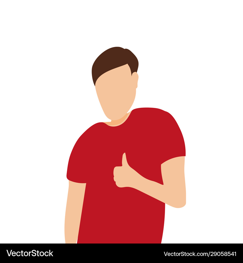 A cheerful and contented man shows a like young Vector Image