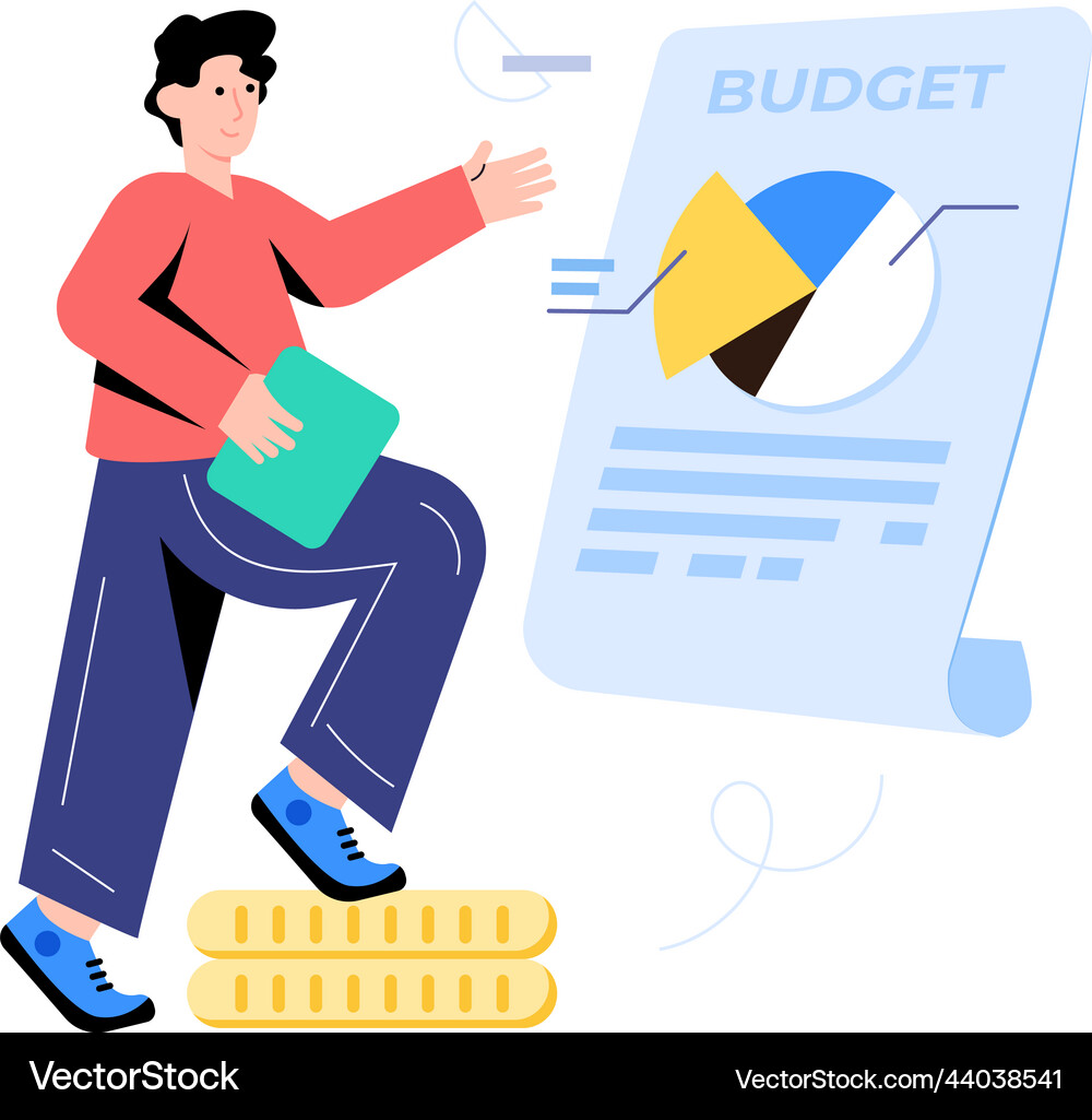 A flat character of budget report Royalty Free Vector Image