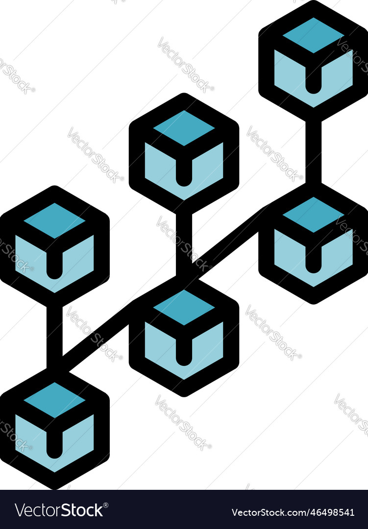 Blocks chain network icon flat Royalty Free Vector Image