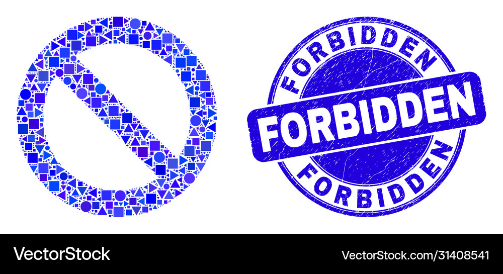 Blue scratched forbidden seal and forbidden mosaic