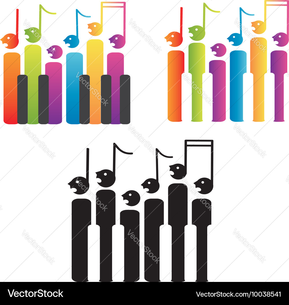 Choir of notes and piano keys Royalty Free Vector Image
