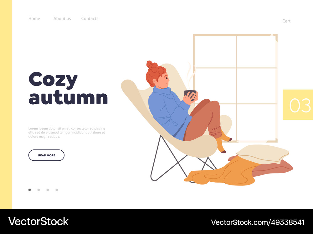 Cozy autumn landing page template with relaxed Vector Image