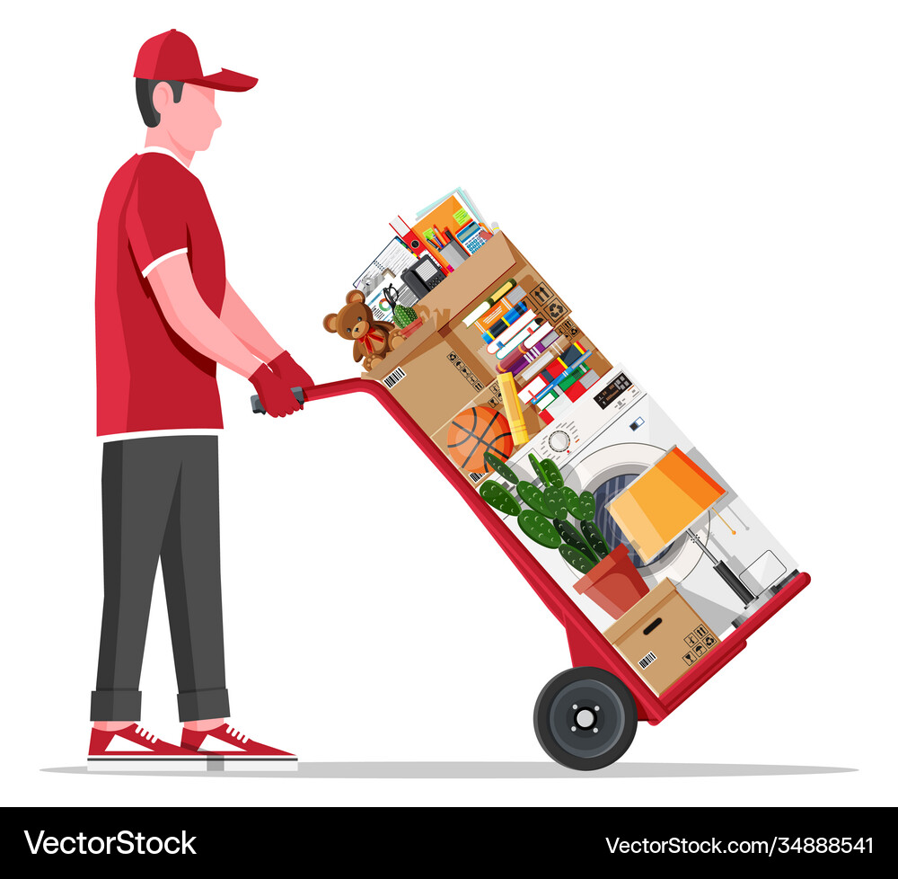 Hand truck and package for transportation Vector Image
