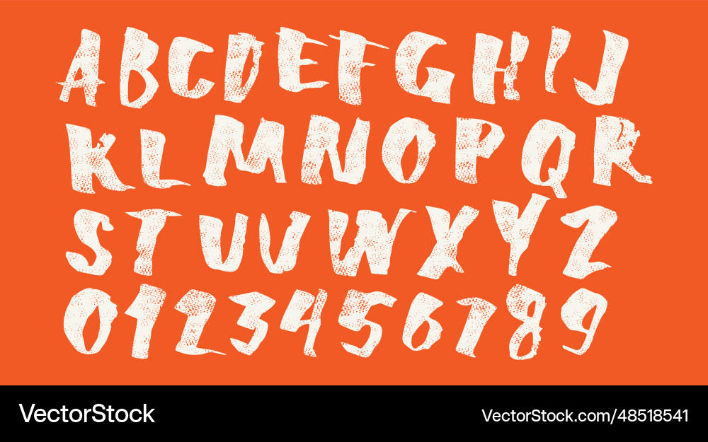 Handwritten brush font in grunge style Royalty Free Vector