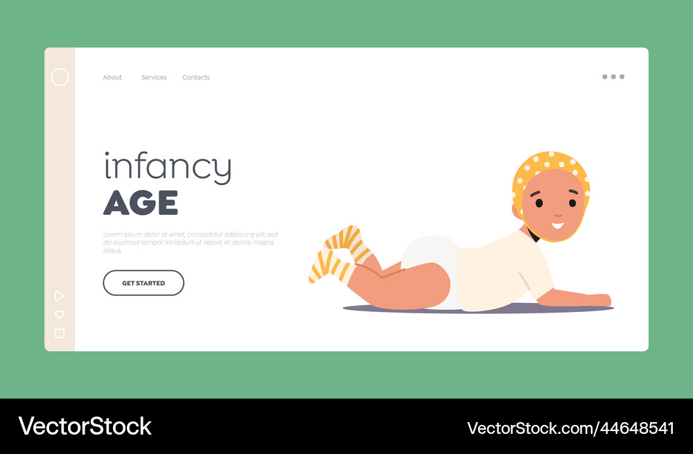 Infancy age landing page template little baby Vector Image