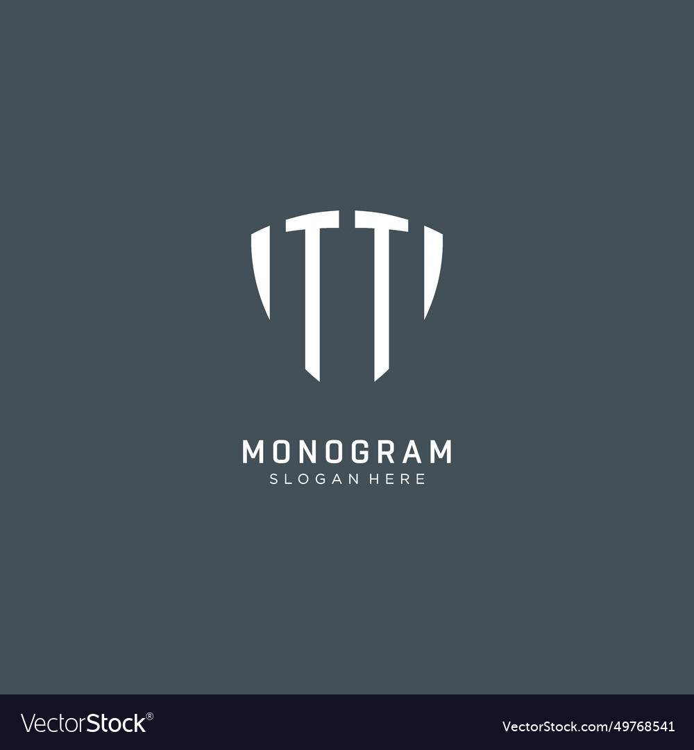 Initials tt logo shield guard shape creative Vector Image