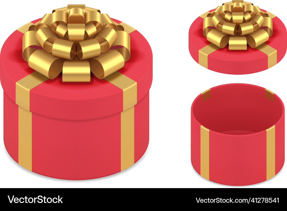 Luxury festive traditional red circled gift box Vector Image