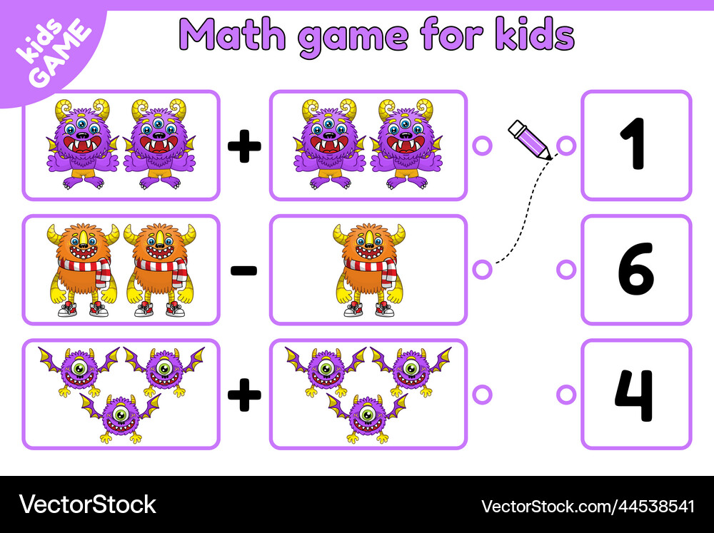 Math game and choose the correct answer-1 Vector Image