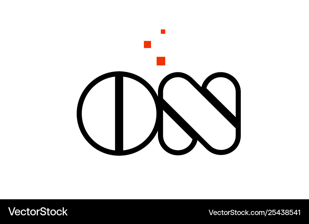 On o n black white red alphabet letter Royalty Free Vector