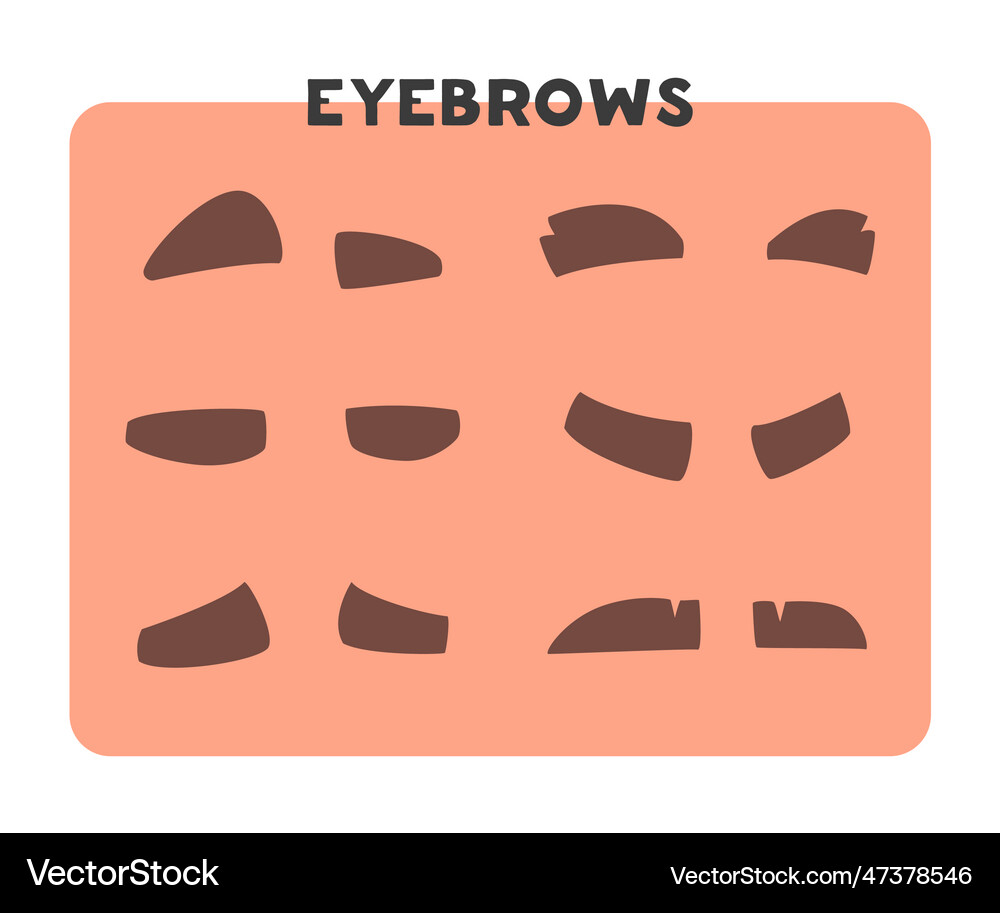 Brown eyebrows as part of human face set Vector Image