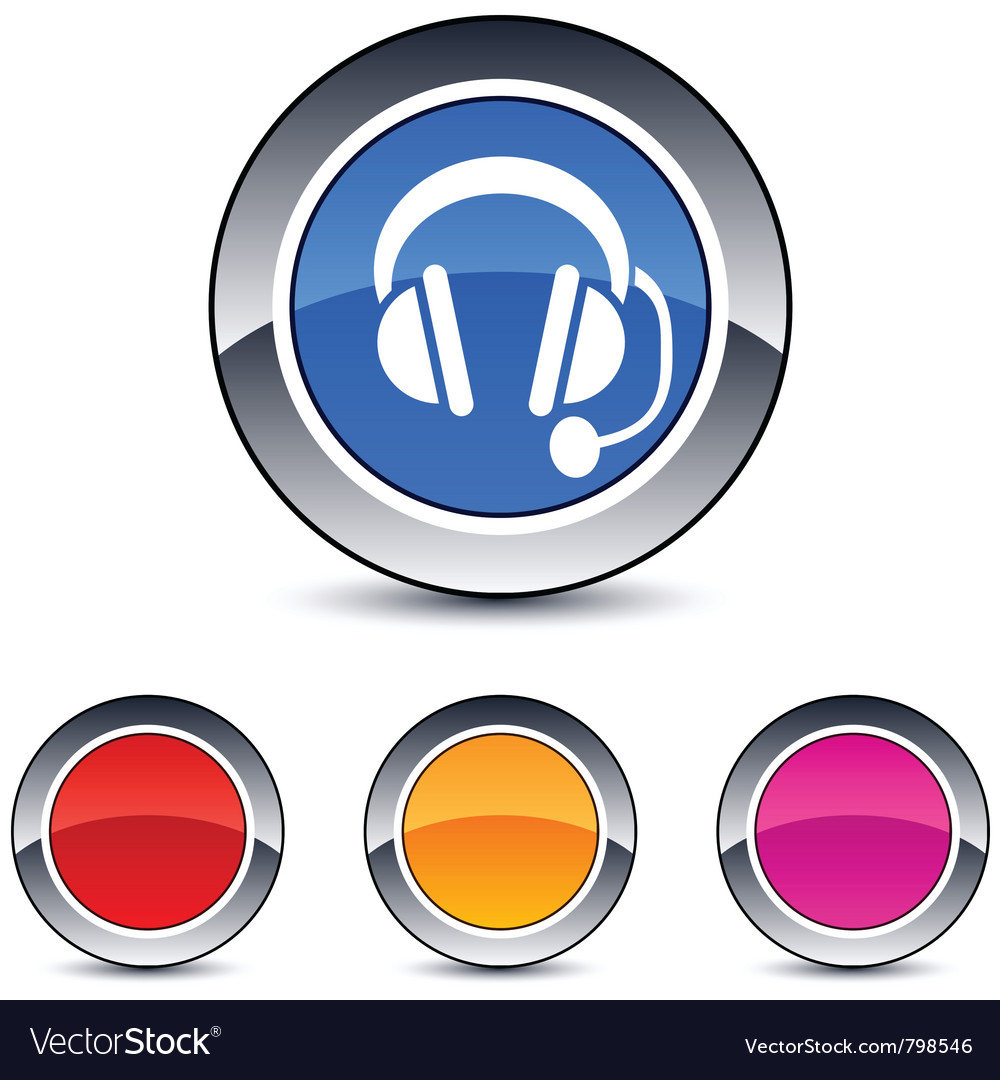 Call center round button Royalty Free Vector Image