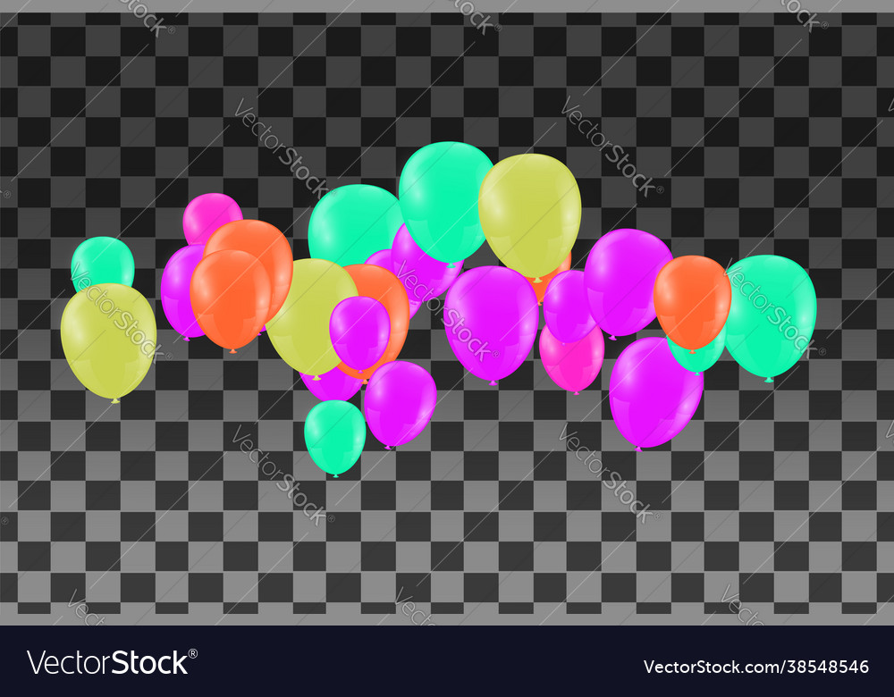 Colored and transparent balloons on checked Vector Image