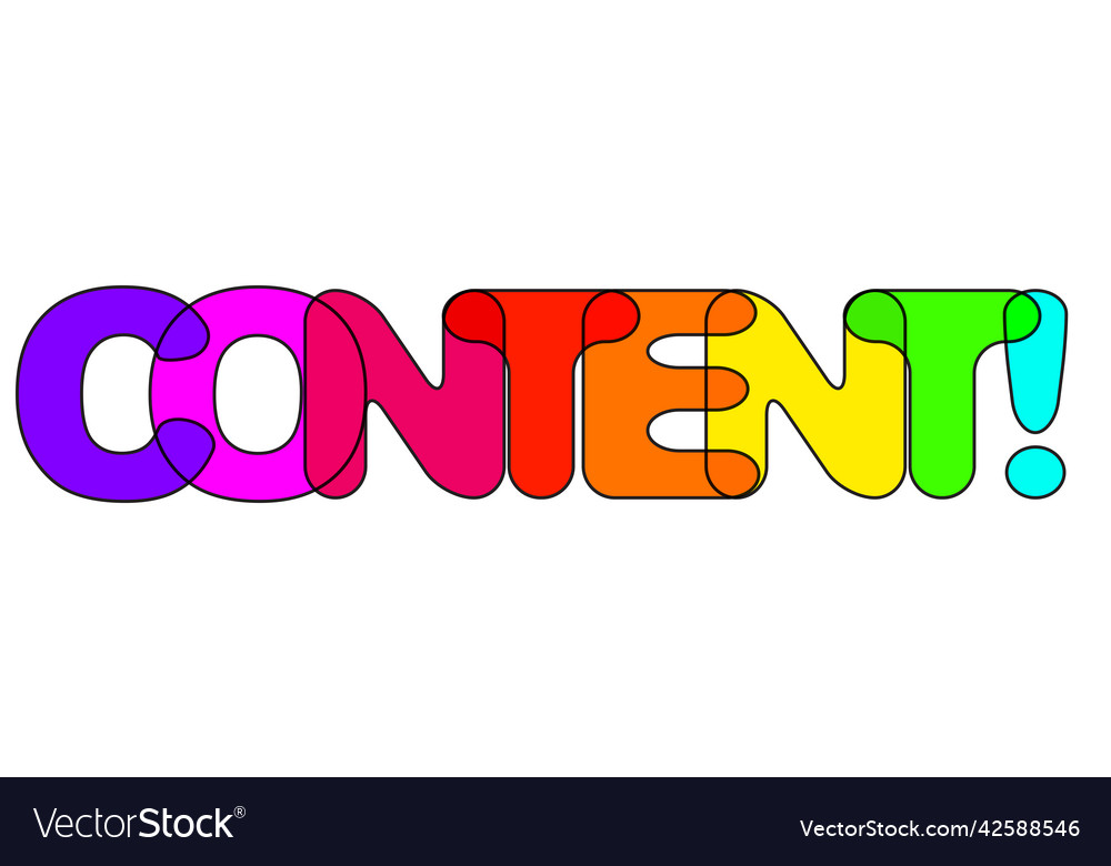 Content rainbow text Royalty Free Vector Image