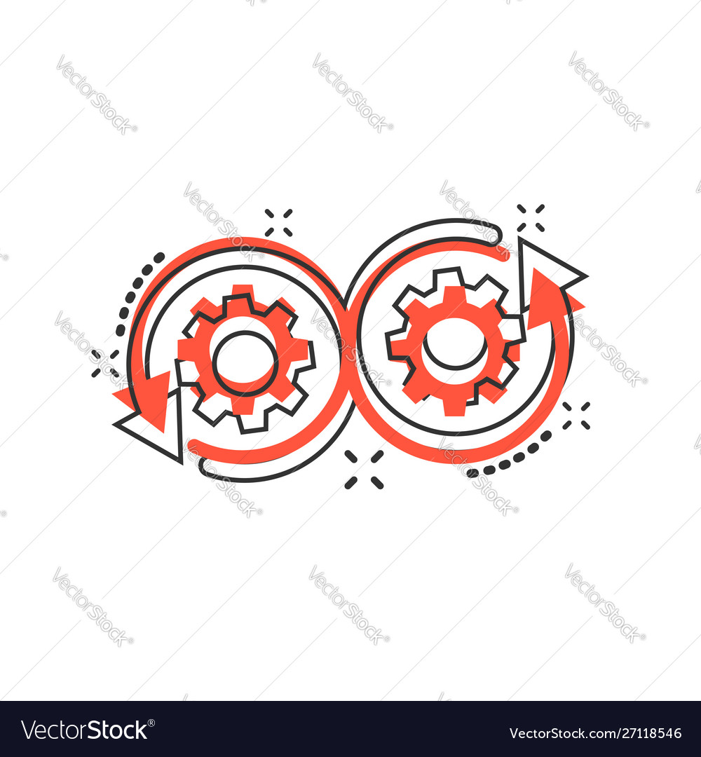 Development icon in comic style devops cartoon Vector Image