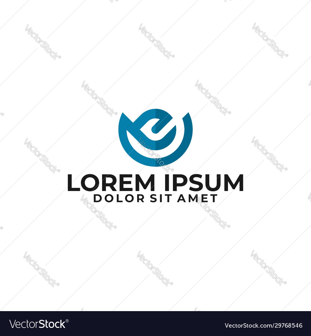 Initial letter e logo template with rounded circle