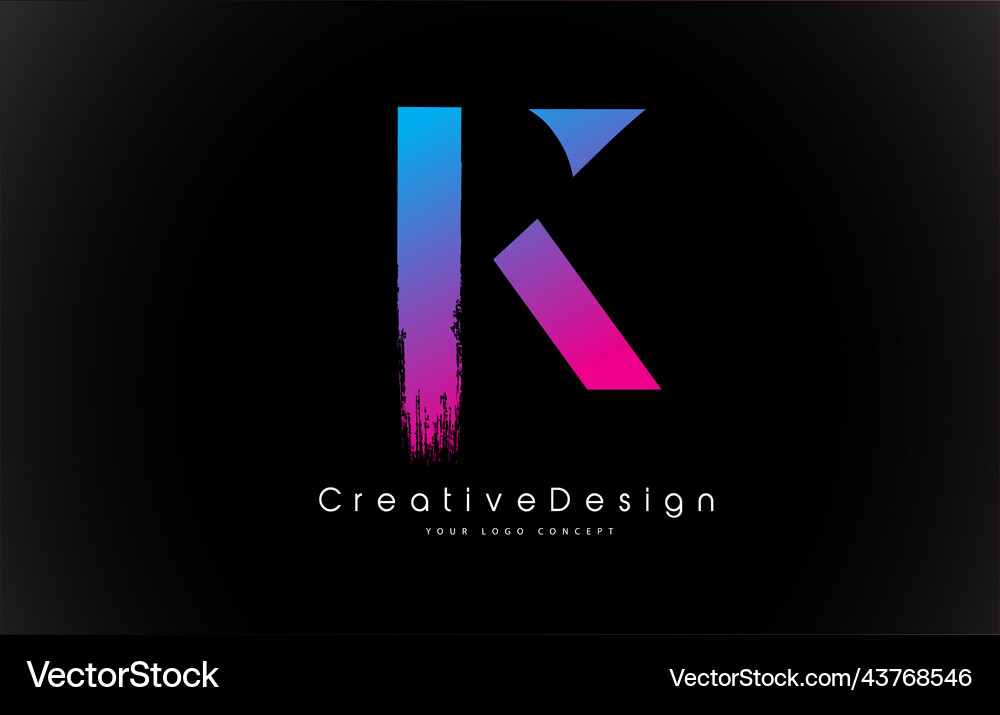 K letter logo design with creative pink purple Vector Image