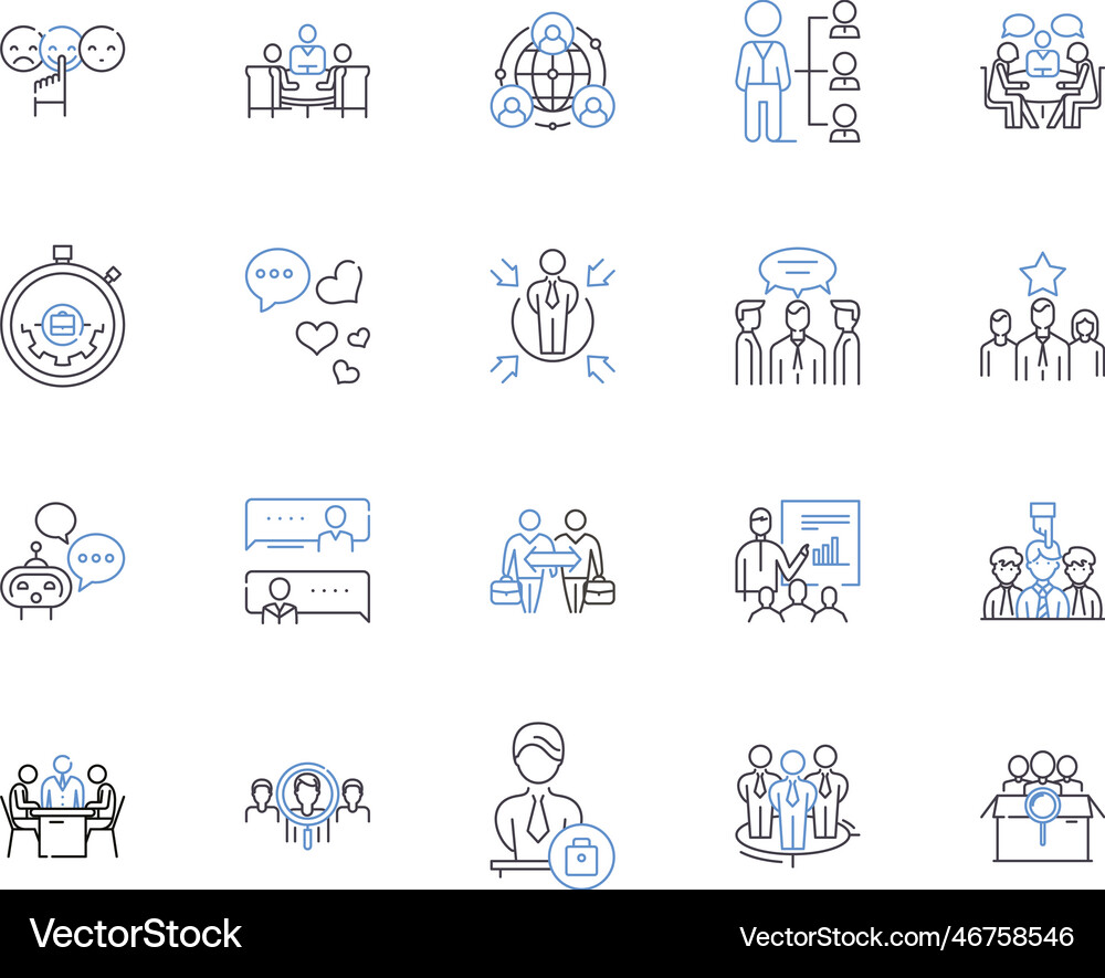 Management office outline icons collection Vector Image