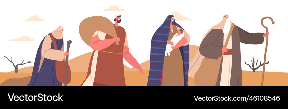 Moses character guides israelites through desert Vector Image
