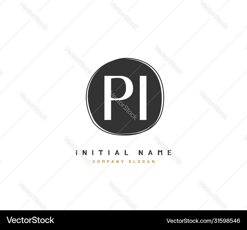 P i pi beauty initial logo handwriting logo Vector Image