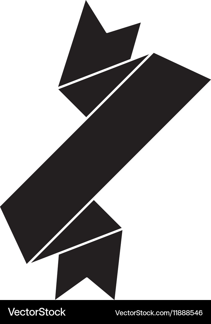 Silhouette black ribbon banner icon Royalty Free Vector