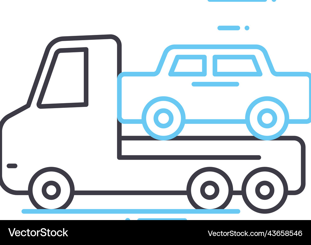Trailer car line icon outline symbol Royalty Free Vector