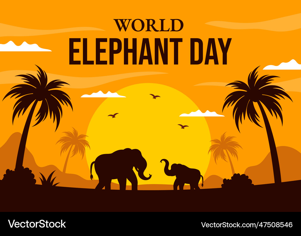 World elephant day on 12 august with elephants Vector Image
