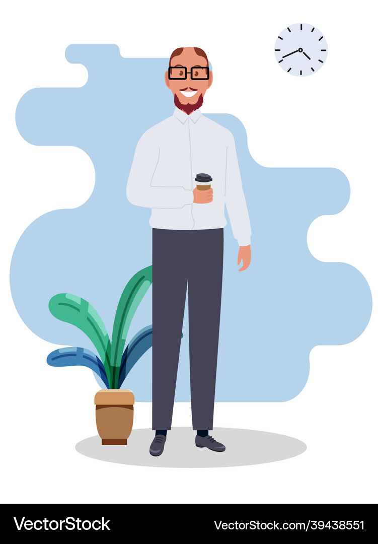 A modern man drinks his morning coffee from Vector Image