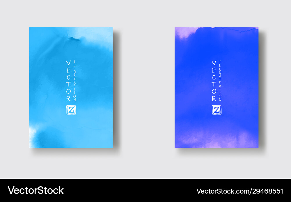 Card with hand drawn watercolor background set Vector Image