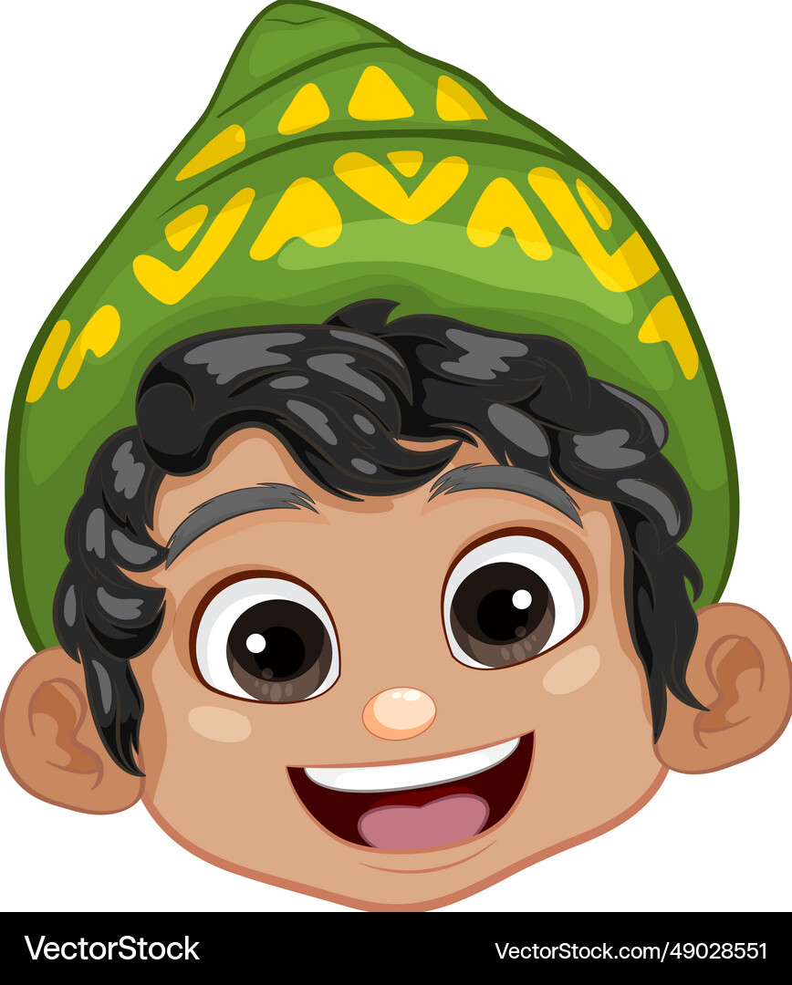 Cheerful boy with party beanie hat Royalty Free Vector Image