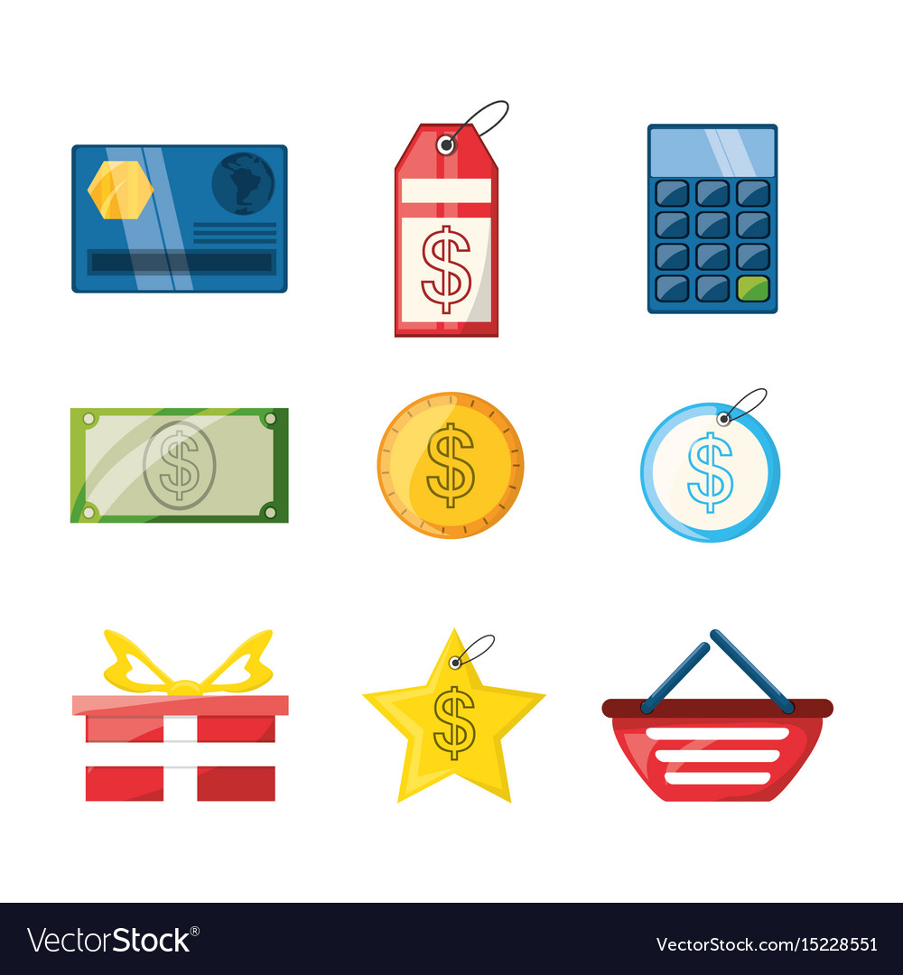 Colorful set icon shopping concept Royalty Free Vector Image