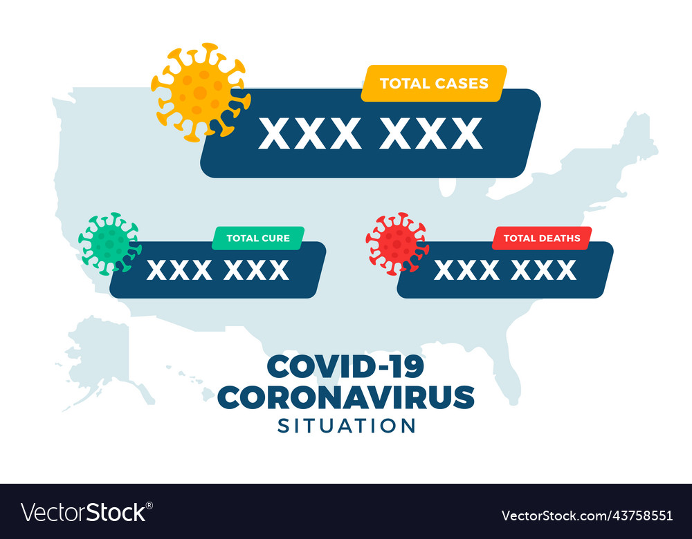 Covid-19 usa map confirmed cases cure deaths Vector Image