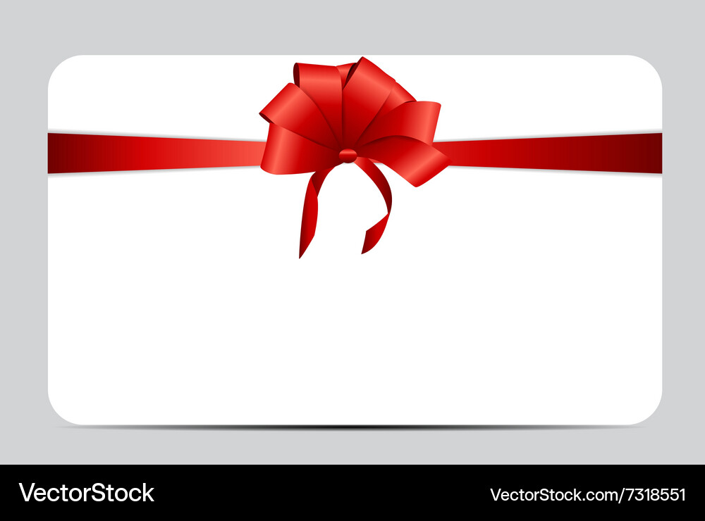 Gift Card Set with Red Ribbon and Bow Royalty Free Vector