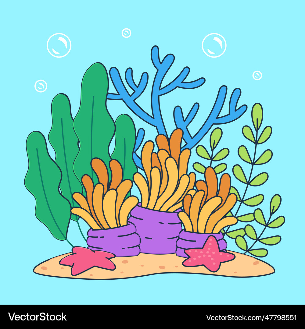 Hand drawn coral cartoon Royalty Free Vector Image