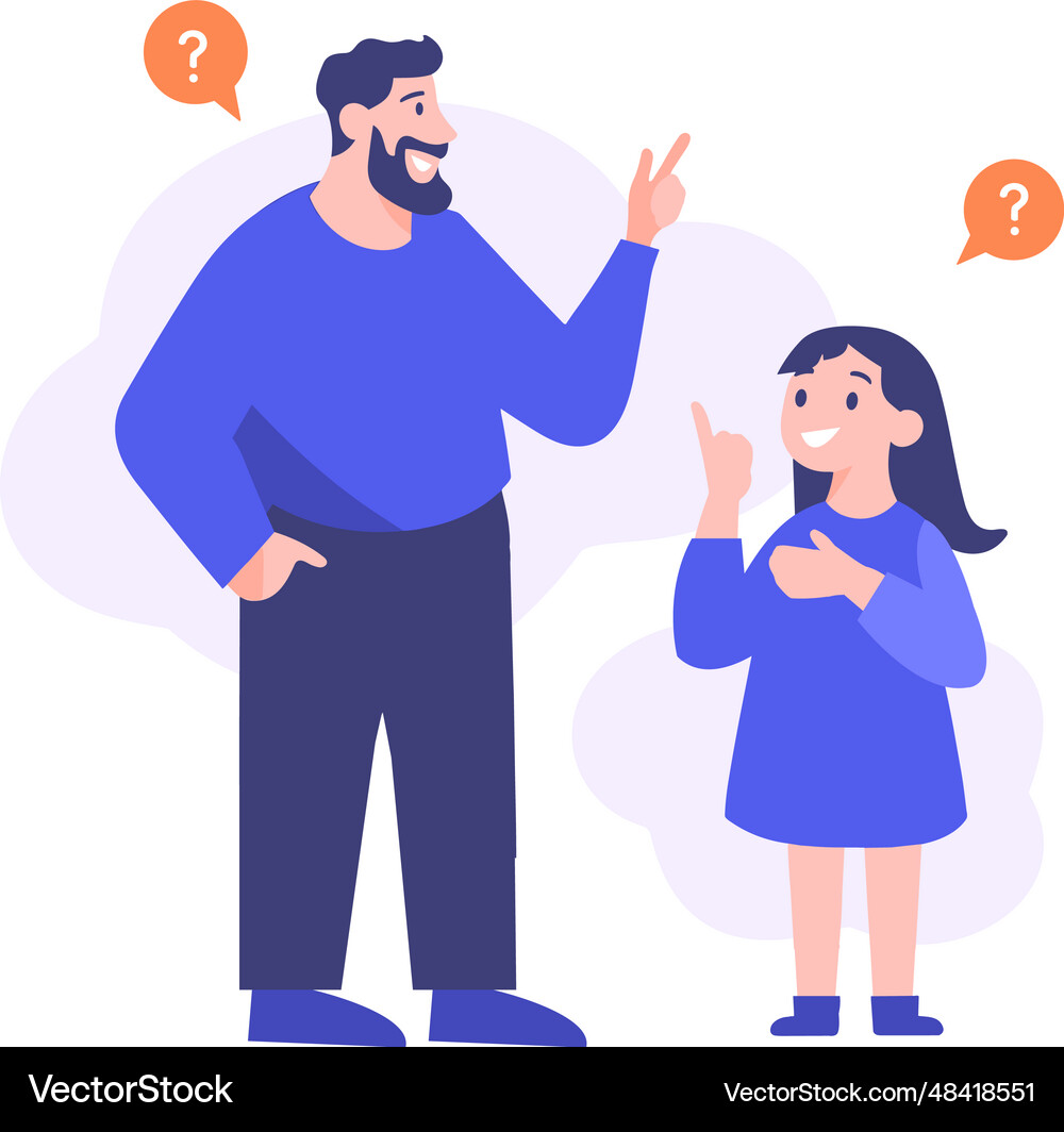 Hand drawn father and child talking happily Vector Image