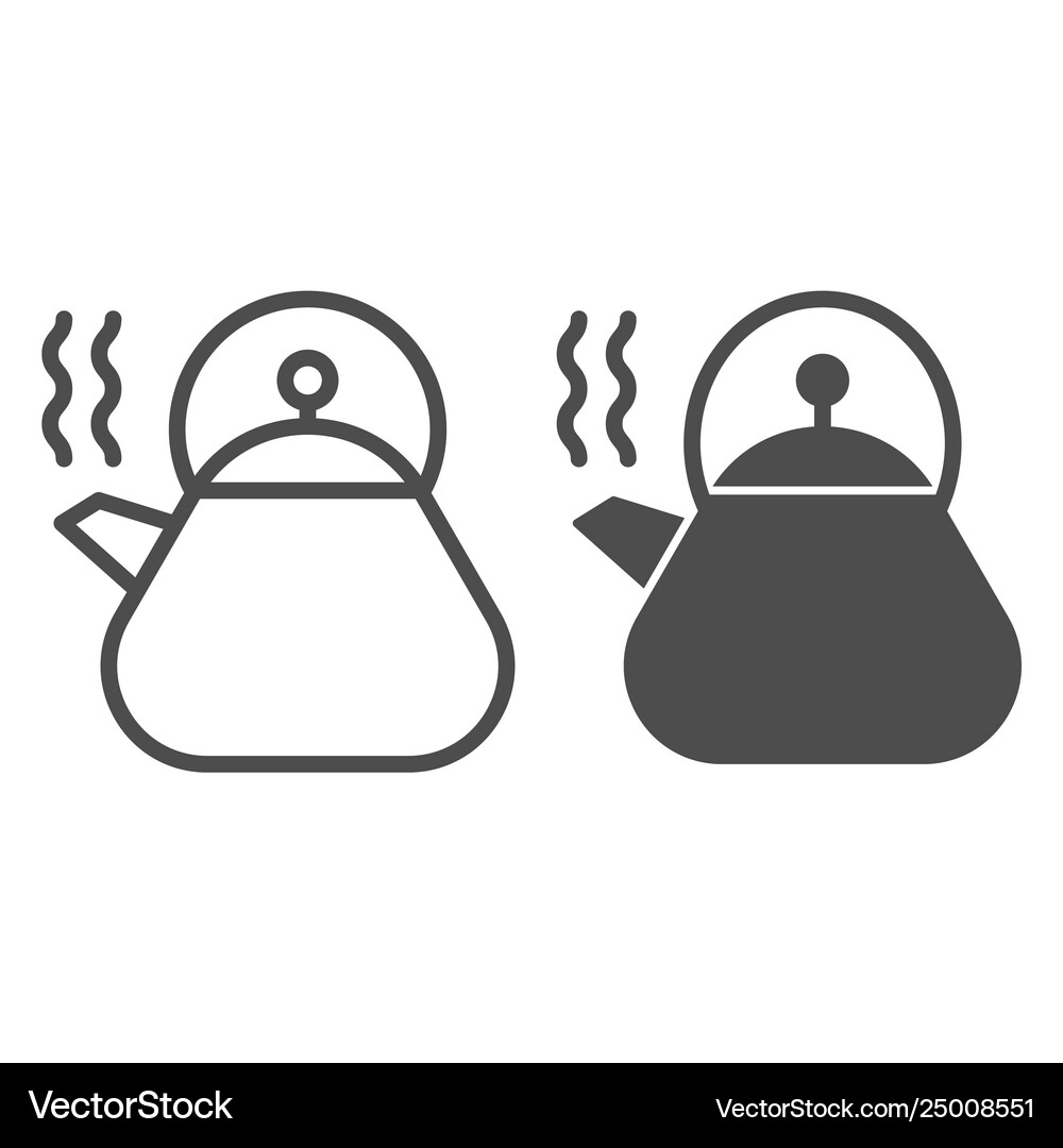 Kettle line and glyph icon appliance Royalty Free Vector