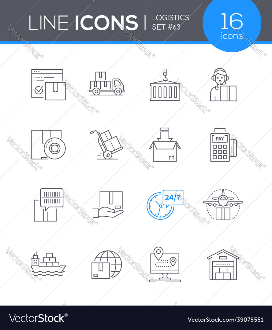 Logistics - modern line design style icon set Vector Image