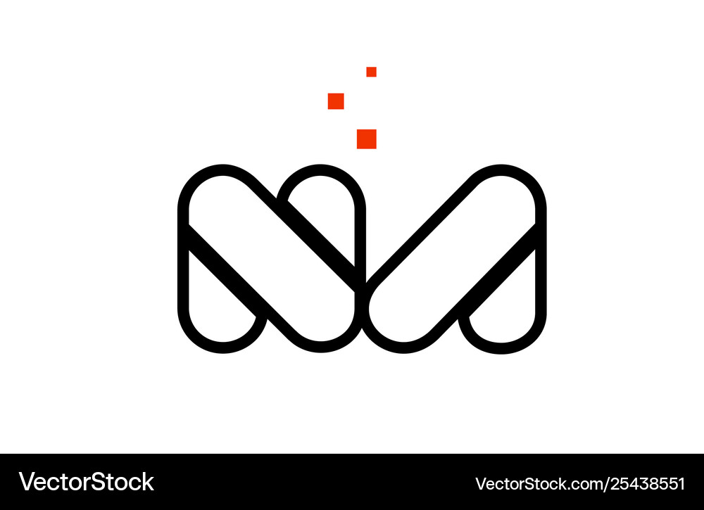 Na n a black white red alphabet letter Royalty Free Vector