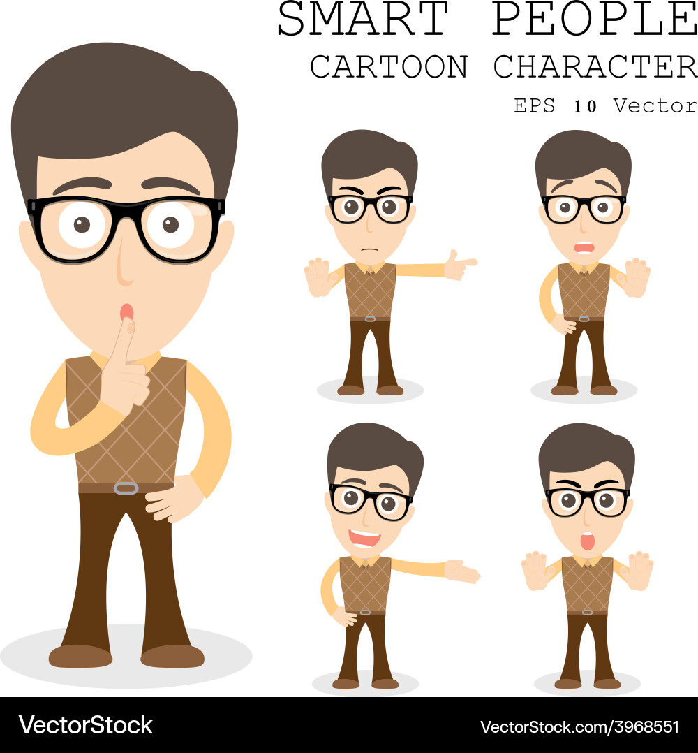 Smart people cartoon character eps 10 Royalty Free Vector