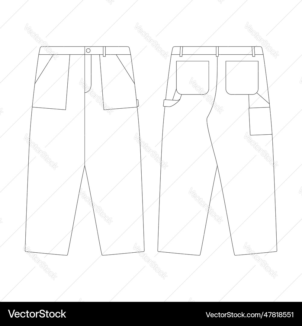Template baggy fit carpenter pants flat design Vector Image