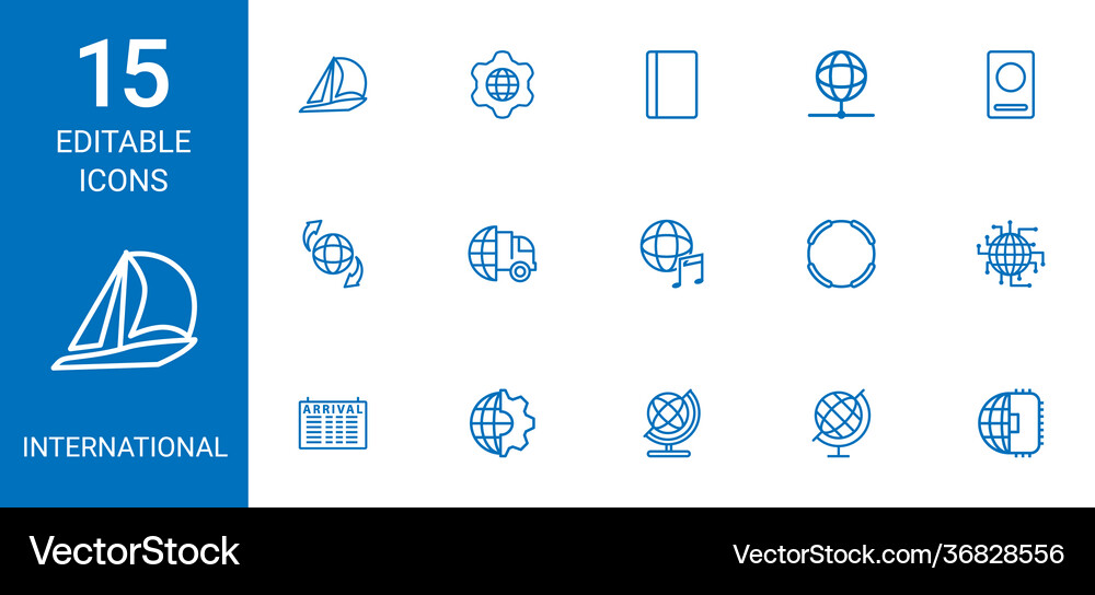 15 international icons Royalty Free Vector Image