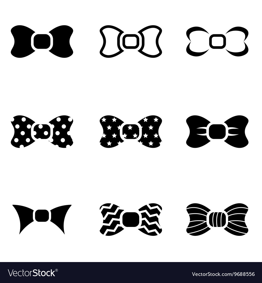 Black bow ties icon set Royalty Free Vector Image