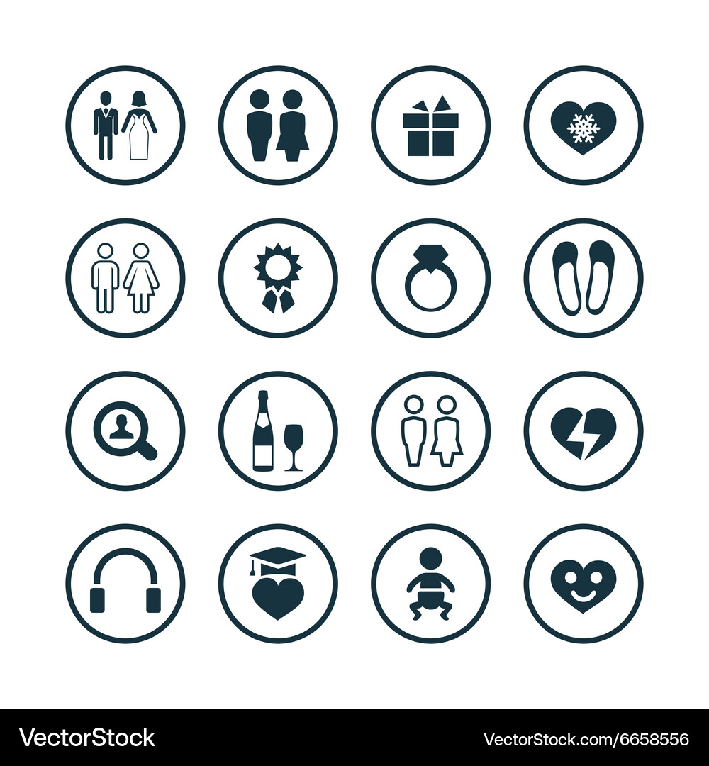 Couple love icons universal set Royalty Free Vector Image
