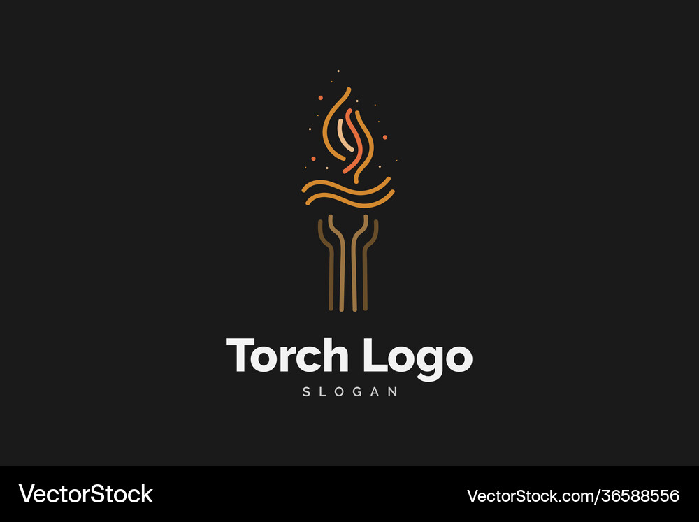Fire torch logo with line concept in vintage style