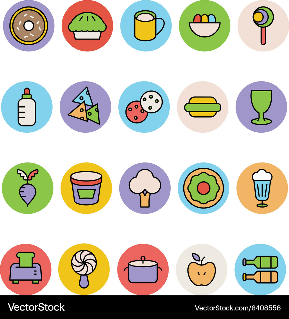 Food colored icons 14 Royalty Free Vector Image