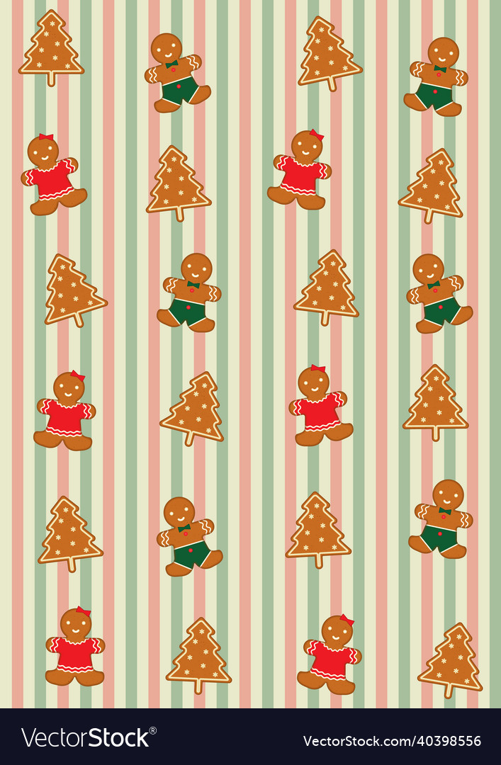 Gingerbread seamless pattern with striped Vector Image