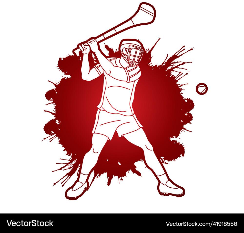Hurling player action cartoon graphic Royalty Free Vector