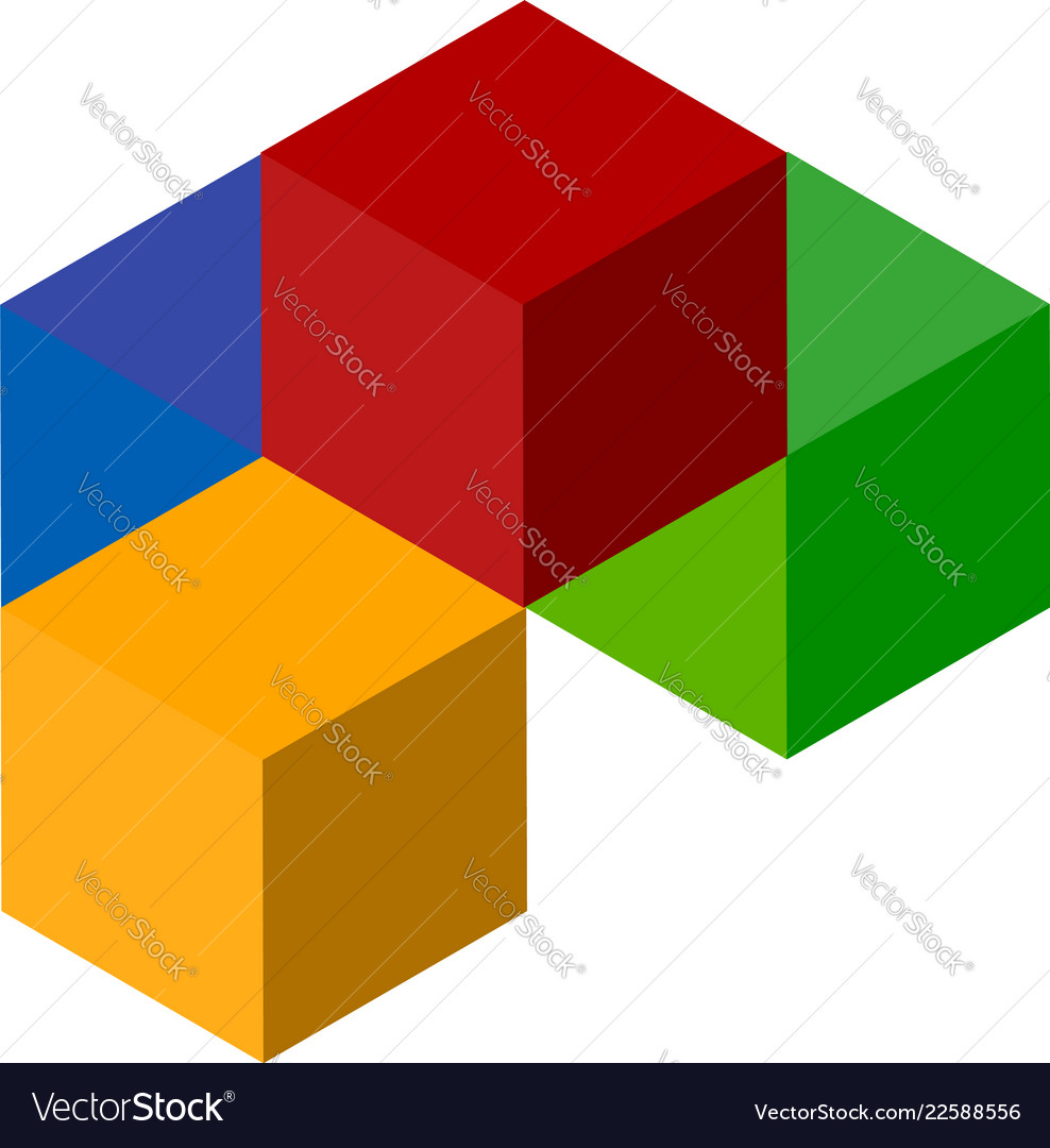 Icon of multicolor isometric cubes cube stack logo