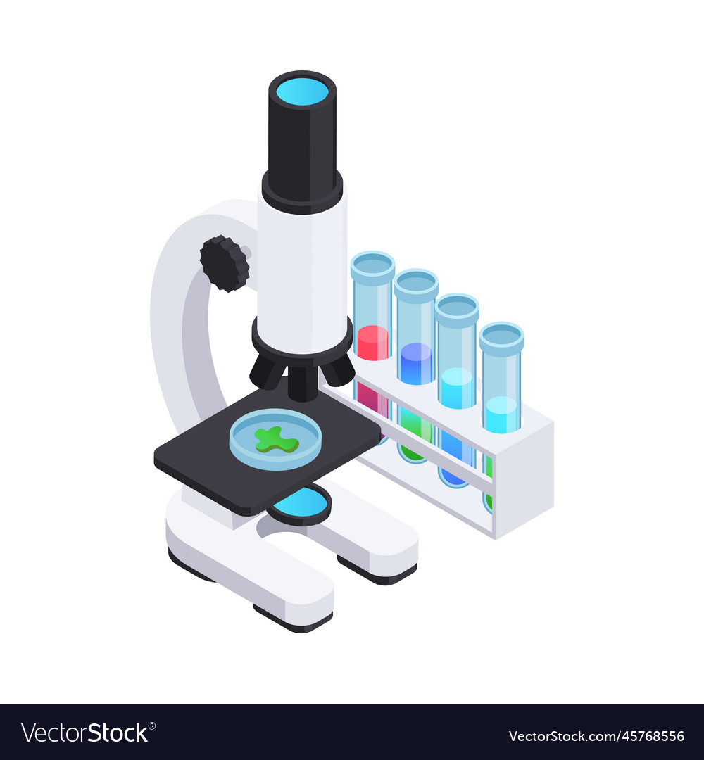 Lab tubes microscope composition Royalty Free Vector Image