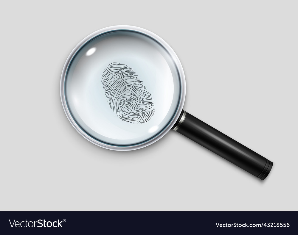Magnifying Glass Fingerprint Composition Vector Image