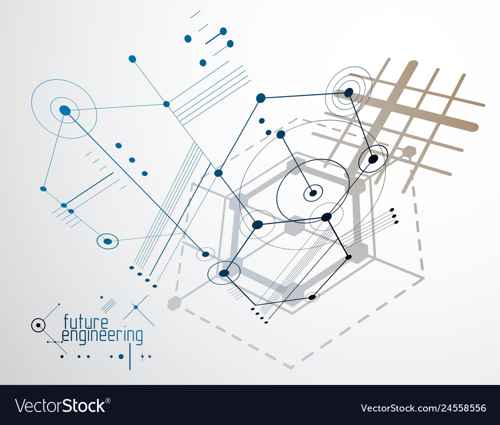 Mechanical scheme engineering drawing Royalty Free Vector